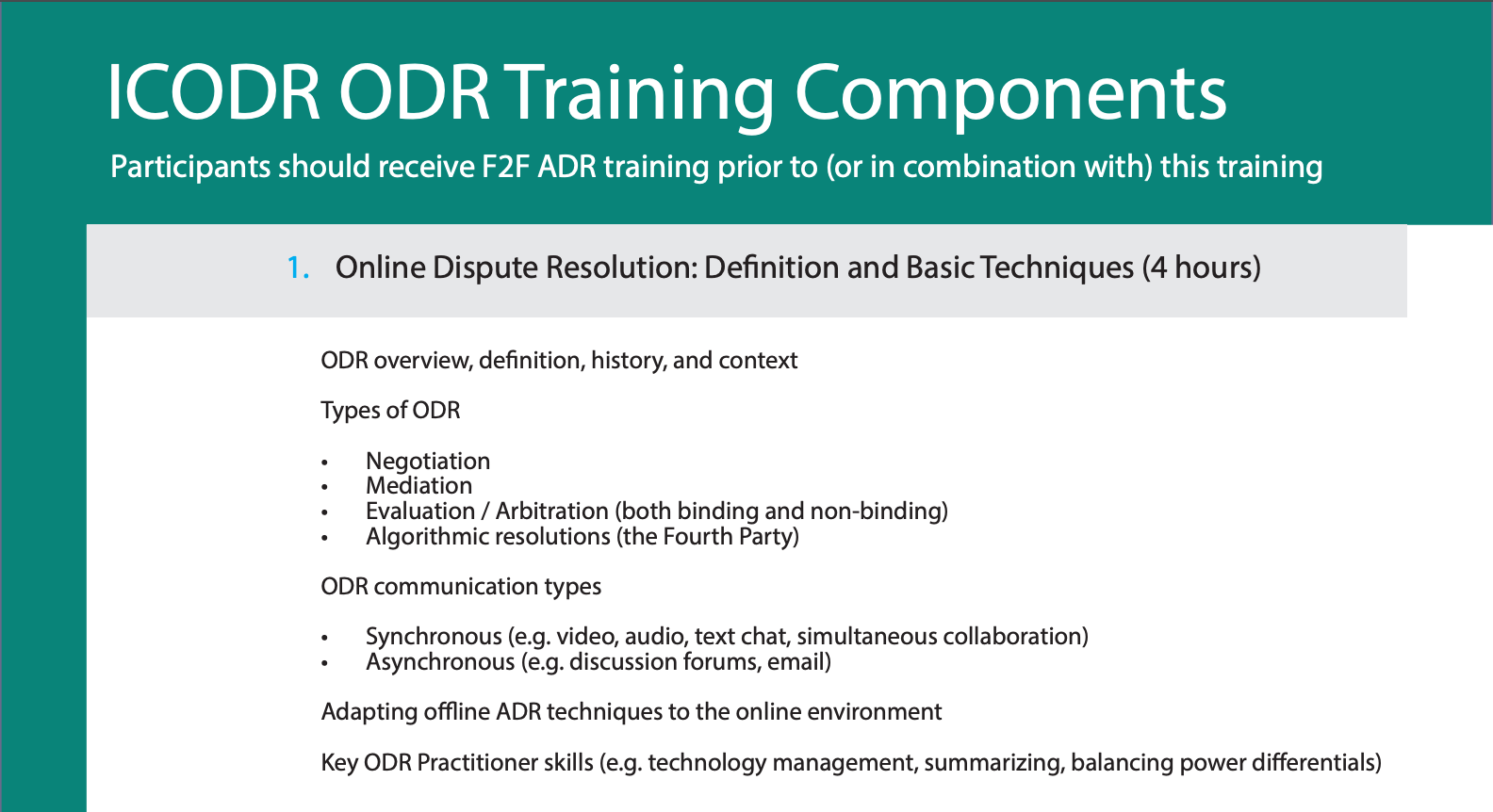 ICODRが公表する、ODRトレーニングの内容 - 日本ODR協会